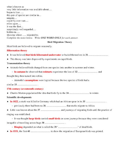 Bird Migration Theory Academic Listening What Is Known As Very