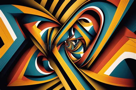 Mind Bending Optical Illusion With Intersecting Lines And Striking Color Contrast Stock