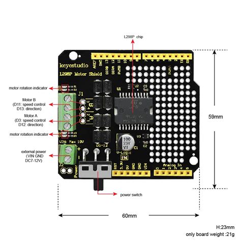 Updated Version Keyestudio L P Shield With Power Switch For Arduino UNO R