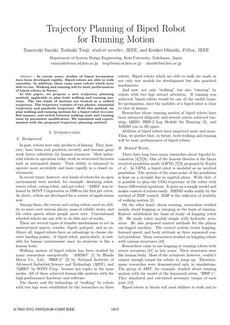 Pdf Trajectory Planning Of Biped Robot For Running Motion