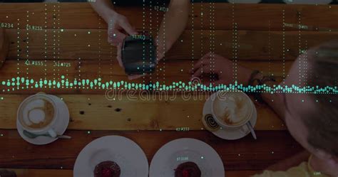 Image Of Financial Data Processing With Statistics Over Woman Holding