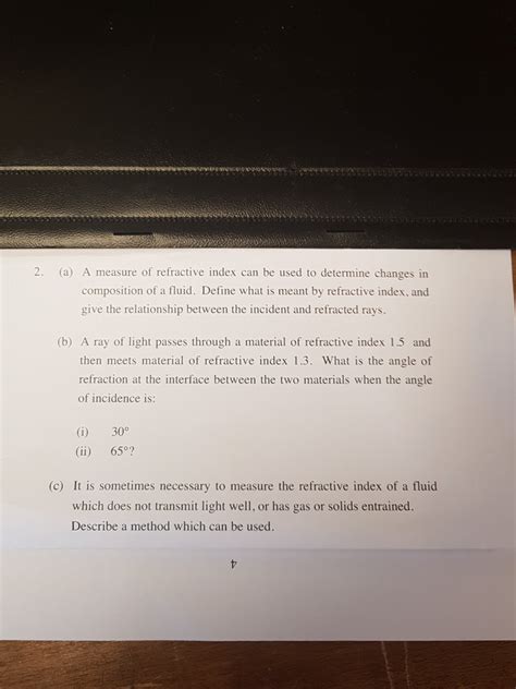 Solved A A Measure Of Refractive Index Can Be Used To Chegg