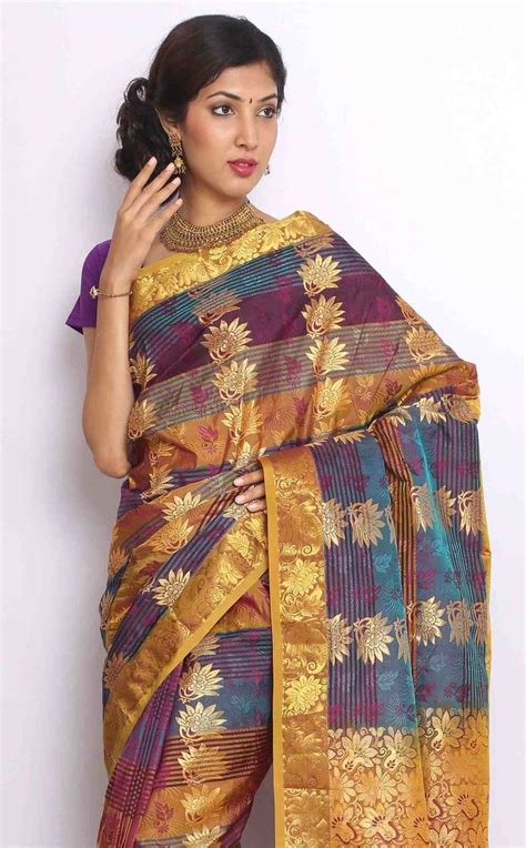 Sudarshan Silks Pure Silk Kanjeevaram Hand Woven Saree Multicolor Silk