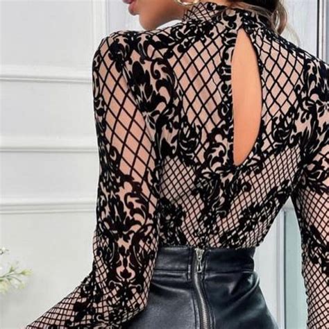 Lace Embrace Sheer Bodysuit Out Clothing