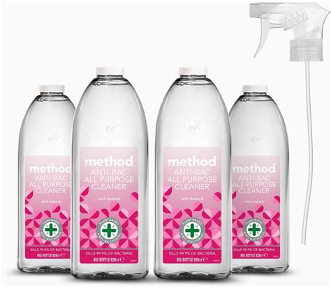 Method Antibacterial All Purpose Spray Powerful Formula Kills 999 Of Bacteria Wild Rhubarb
