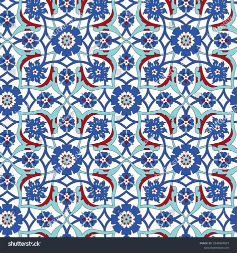 Iznık Seramic Ottoman Mosque Tile Pattern Stock Vector Royalty Free