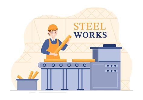 Premium Vector Steelworks Illustration With Resource Mining Smelting
