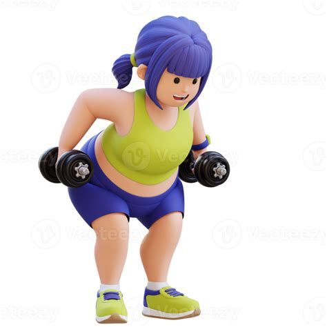 3d Render Plus Size Overweight Woman Bent Over Row 67722418 Png