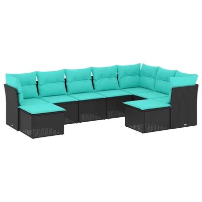 Vidaxl 9 Piece Patio Sofa Set With Cushions In Black Modular Outdoor