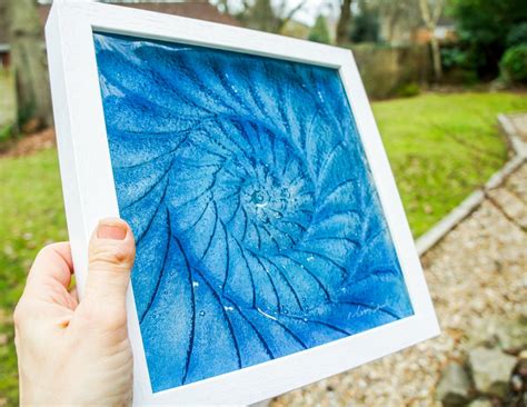 ammonite frame 25x25cm 10 x10 midnight blue ammonite glass framed