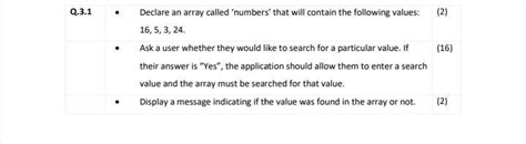 Q 3 1 Declare An Array Called Numbers That Will Chegg Com