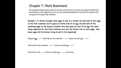 Math Problem Solving Strategies Chapter 7 Work Backwards Youtube
