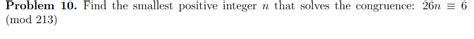 solved find the smallest positive integer n that solves the