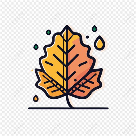 Colorful Fall Leaf Icon With Drops Vector Minimalism Leaf Falling Free Png And Clipart Image For