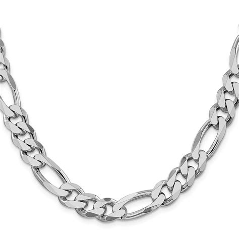 Diamond2deal 925 Sterling Silver Rhodium Plated 1075mm Figaro Chain