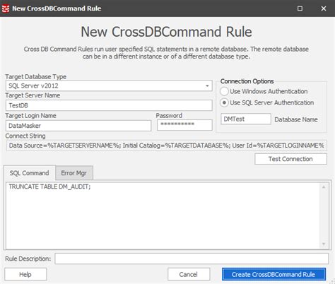 the new cross database command rule form data masker 6 product