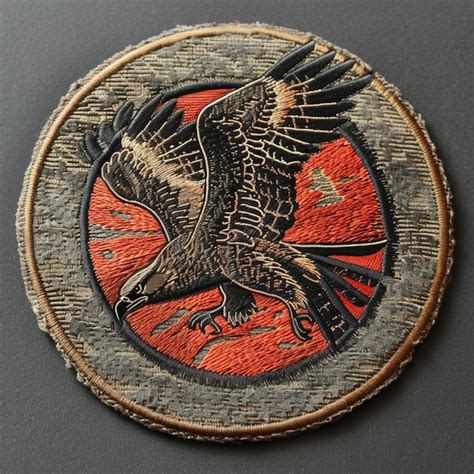 A Close Up Of A Bird Of Prey On A Circular Patch Generative Ai