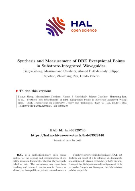 pdf synthesis and measurement of dbe exceptional points in substrate