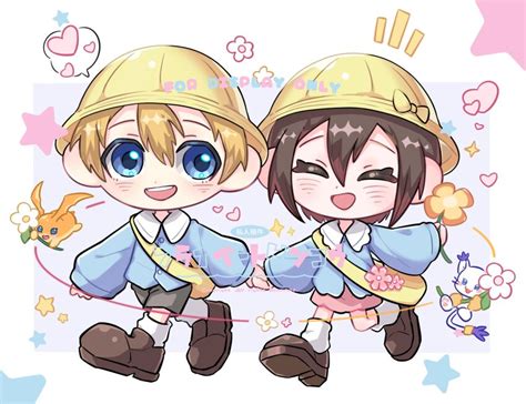 Patamon Tailmon Takaishi Takeru Yagami Hikari Digimon Blue Eyes