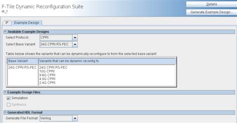 121 Cpri Multirate Design Example Parameters