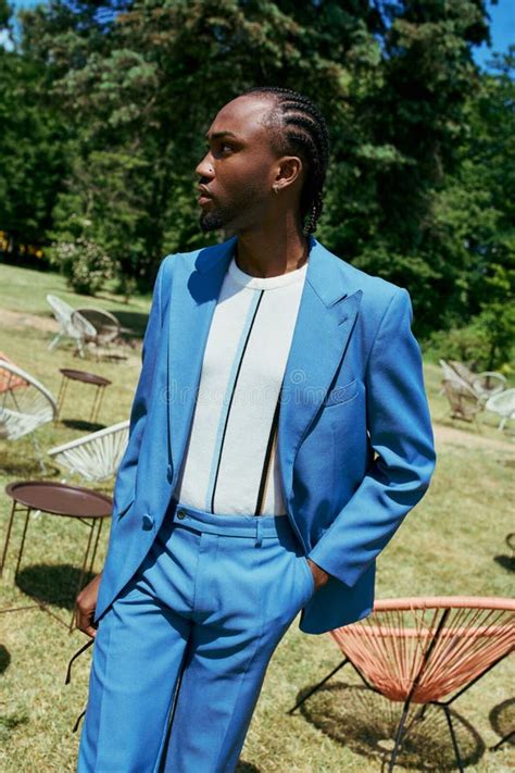 Dapper Man In A Blue Suit Stock Image Image Of Grass 323810393