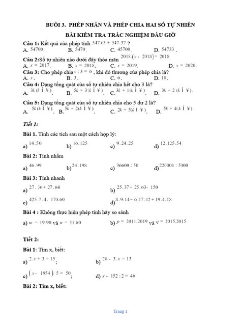 Phiếu 3 Phep Nhan Phep Chia So Tu Nhien Pdf