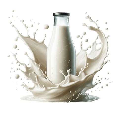 A Bottle In Fresh Splash Milk Bottle In Fresh Splash Milk Milk Png