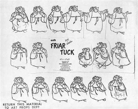 Robin Hood Model Sheets Traditional Animation
