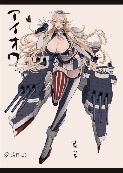 Ichimonme Ichi Iowa Kancolle Kantai Collection Highres 1girl American Flag American