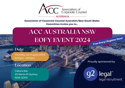 Acc Nsw Celebratory Eofy Drinks 2024 Proudly Sponsored By G2legal Association Of Corporate