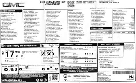Live Review 2018 Gmc Sierra Denali Window Sticker Gm