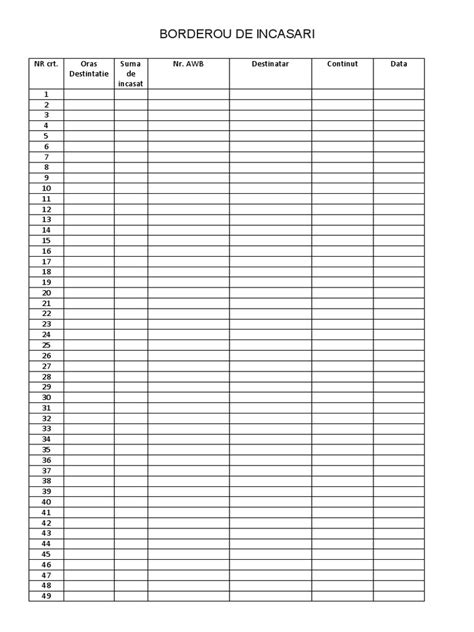 Borderou De Incasari Pdf