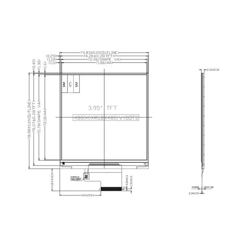 Factory In Stock 395 Inch Tft Lcd Display 480x480 Rgb Mipi Square Lcd Panel Youritech