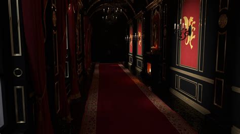 Castle Hallway With Door