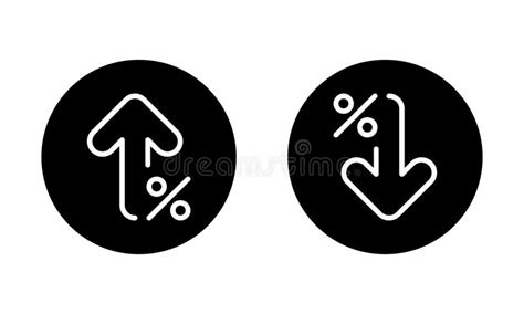 Percent Arrow Up And Down Outline Icon On Black Circle Percentage