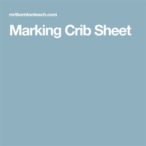 Marking Crib Sheet Crib Sheets Sheet Effective Feedback
