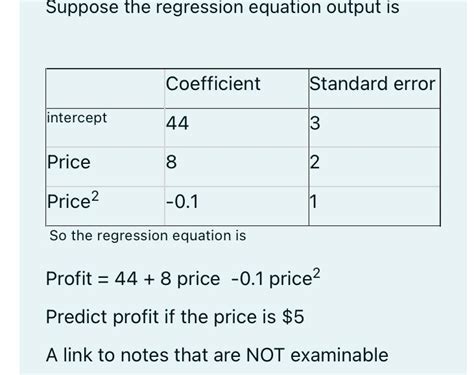 Solved Suppose The Regression Equation Output Is So The