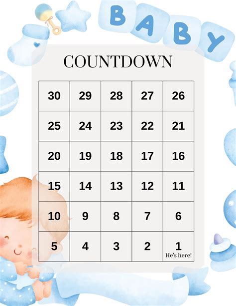 Pregnancy Countdown Calendar Instant Download Printable Pdf Etsy