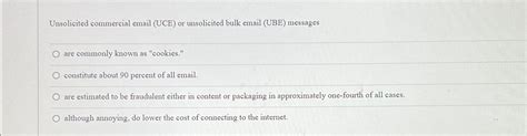Solved Unsolicited Commercial Email Uce ﻿or Unsolicited