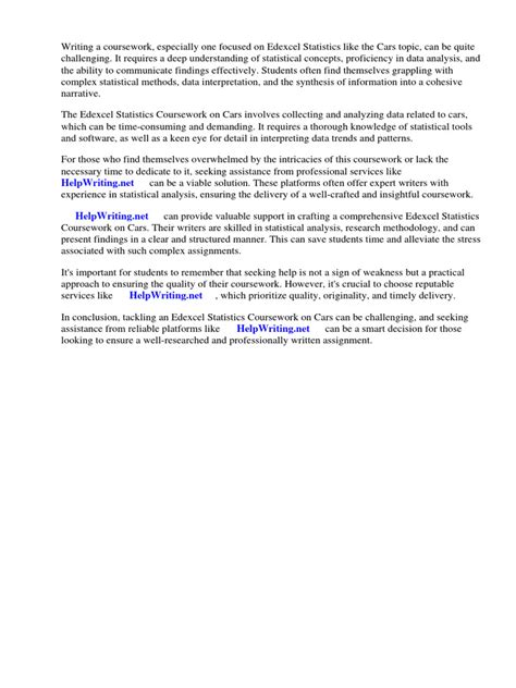 Edexcel Statistics Coursework Cars Pdf Statistics Sampling