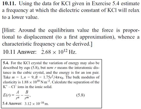 Solved 1011 Using The Data For Kcl Given In Exercise 54