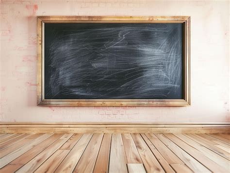 Empty Black Classroom Chalkboard For Mockup Purposes With Space For