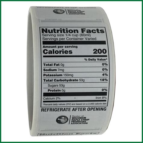Nutrition Serving Size Varies White Roth Sugar Bush