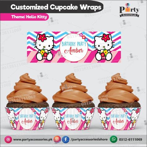 Hello Kitty Themed Customized Cupcake Wraps For Parties
