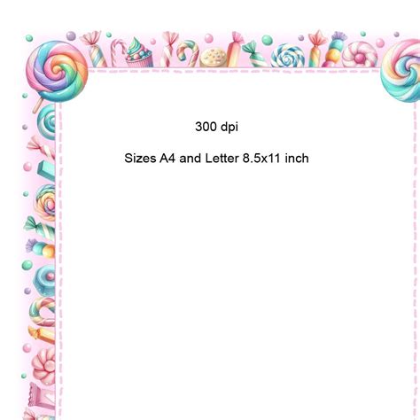 Candyland Border Frames Candy Land Printable Png And Pdf Clip Art Bundle Digital Lollies Candies