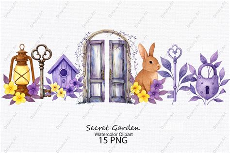 Watercolor Secret Garden Clipart Graphic By Dreamy Art · Creative Fabrica