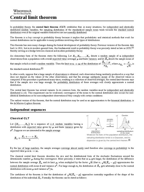 Central Limit Theorem Pdf