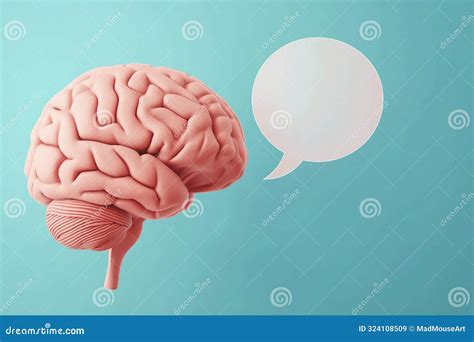 Human Brain With Speech Bubble On Blue Background Stock Illustration