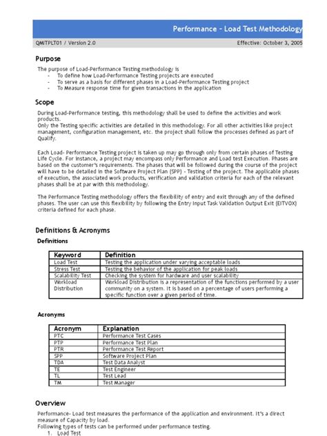 performance load test methodology pdf information technology