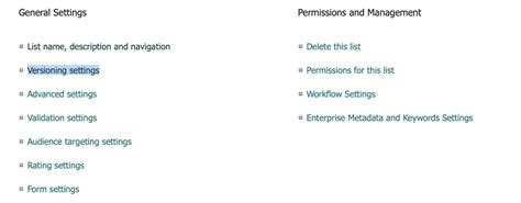 enable versioning on sharepoint online site task list code2care